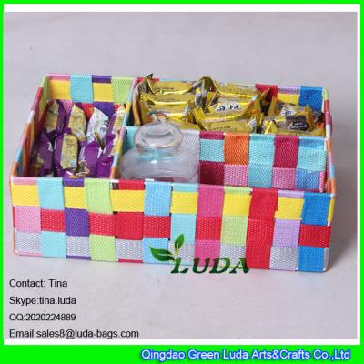 Китай LDKZ-005 mixed summer color woven drawer ,pp yarn strap woven storage box organizer продается