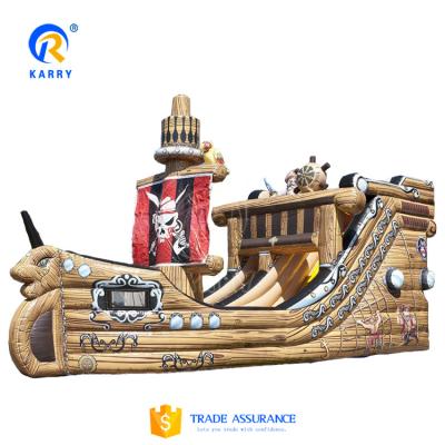 China Full Printed PVC Material Inflatable Pirate Ship Dry Slide for Child Interest and Sale for sale
