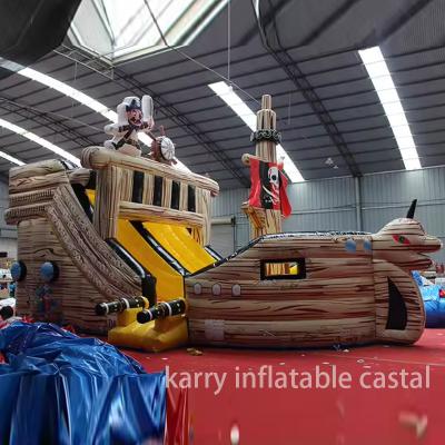 China Full Printed PVC Material Inflatable Pirate Ship Dry Slide for Child Interest and Sale for sale
