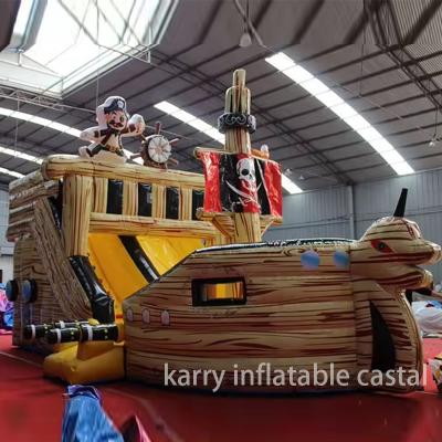 China Full Printed PVC Material Inflatable Pirate Ship Dry Slide for Child Interest and Sale for sale