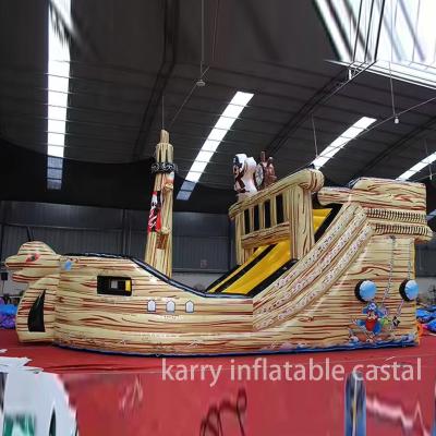 China Full Printed PVC Material Inflatable Pirate Ship Dry Slide for Child Interest and Sale for sale
