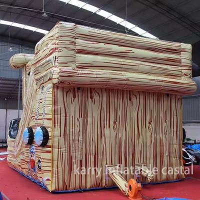 China Full Printed PVC Material Inflatable Pirate Ship Dry Slide for Child Interest and Sale for sale