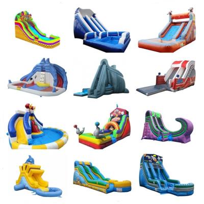China Max Capacity 100-500kg Clearance Above Ground Pool Water Slide with Pool and Blower for sale