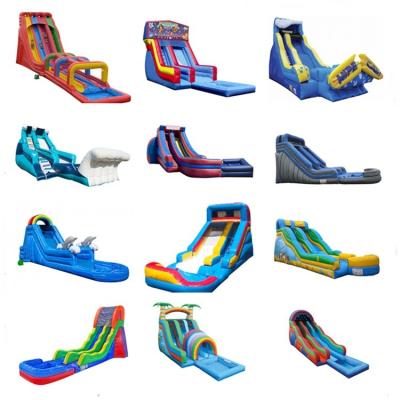 China Max Capacity 100-500kg Clearance Above Ground Pool Water Slide with Pool and Blower for sale