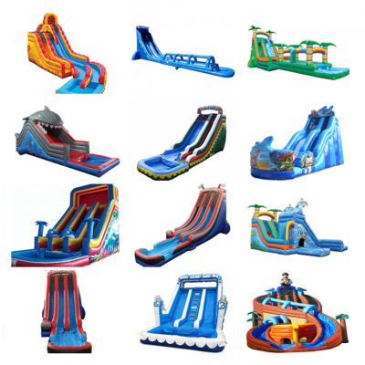 China Max Capacity 100-500kg Clearance Above Ground Pool Water Slide with Pool and Blower for sale