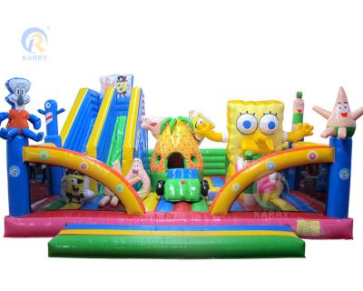 Inflatable Water Amusement Park Cartoon Sponge Fun City with Slide and Jumping Castle