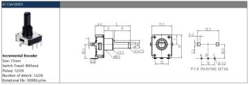 15mm Incremental Rotary Encoder Plastic Shaft 12/24 Pulses Volume Control