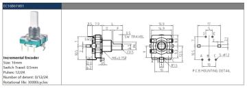 16mm Incremental Rotary Encoder for Audio Equipment Household Appliance