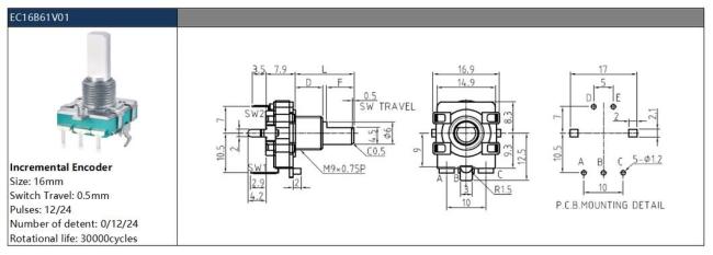 Encoder Switch with Analog Signal and Push Button Knob