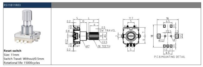 Durable Rotary Encoder Reset Switch for Professional Audio Devices