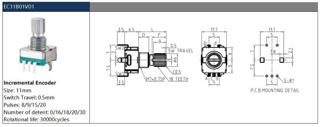 Ec11 Rotary Encoder 15/20mm Metal Shaft with Switch Digital Potentiometer
