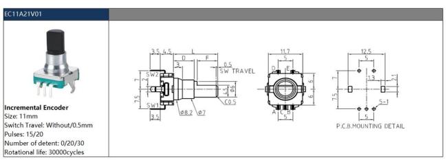 Bulk 360° Rotary Knob Encoder Ec11 12 16 Incremental with Switch