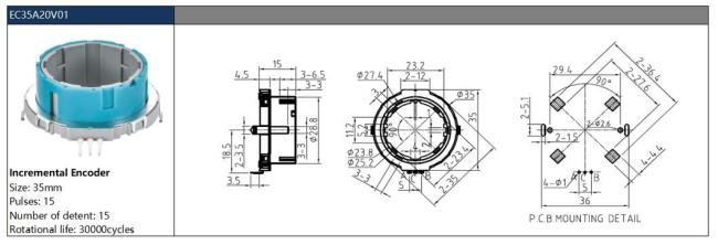 Ec35 15-Bit Incremental Hollow Shaft Rotary Encoder Digital Control for Small Household Devices