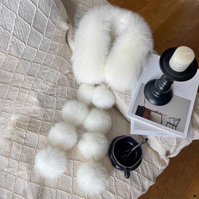 China Faux Fox Fur Scarf With Pom-Poms for sale