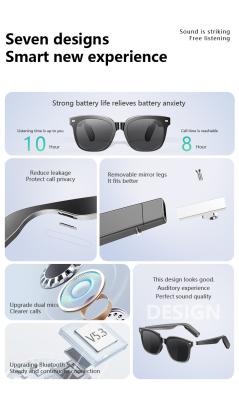 Cina 8 ore di tempo di musica Ultraleggero BT 5.3 Bluetooth Occhiali intelligenti con chiamata 110mAh*2 Capacità in vendita