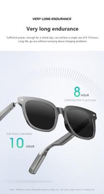 Cina 10 ore di tempo musicale occhiali bluetooth neri lucidi con capacità di chiamata 110mAh*2 in vendita