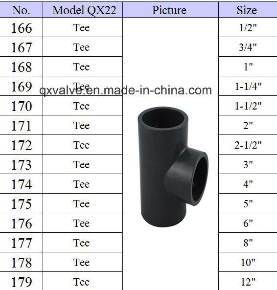 ASTM Standard Sch80 UPVC Tee with Socket Size From 1/2" to 12" Pn16