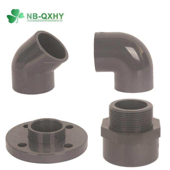 High Quality Water Supply Pn16 DIN Plastic PVC UPVC Pipe Fitting with Adapter End Cap Tee Coupling Elbow