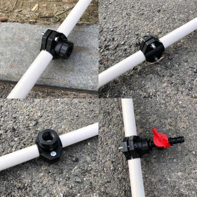 Black PP Compression Clamp Saddle Single Outlet for Connecting Pipe Hoses