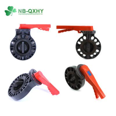 China Válvula de borboleta de flange de PVC com alça ABS e ligação da extremidade da bolacha DN50-DN500 à venda