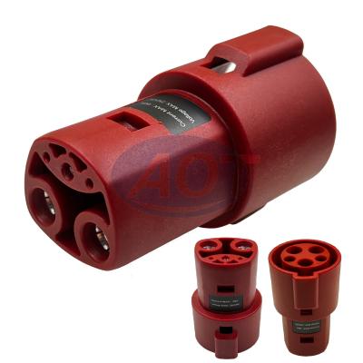 China PVC Red 60A Electric Vehicle Charge Adaptor Charger Supercharger Type1 To Tesla EV Car Adapter for sale