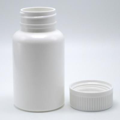 China Vaso de plástico PE redondo para tabletas sólidas Capsula de almacenamiento de 150 ml Blanco en venta