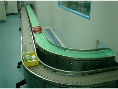 China Customized Dimensions Slat Chain Conveyor for Bottle Labeling for sale