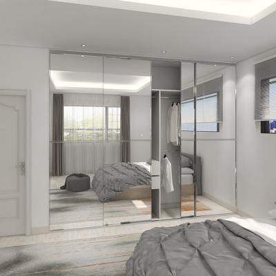 Chine Chambre à coucher à la maison glissant meubles faits sur commande de cabinet de casier de garde-robe de porte de miroir de doubles à vendre