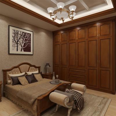 Chine Garde-robe en bois de stockage de garde-robe moderne de chambre à coucher de noix de chêne rouge belle à vendre