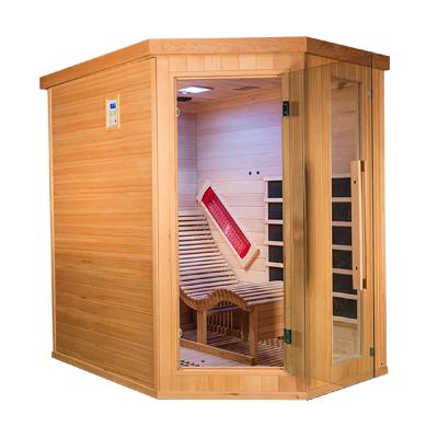 China Luxury Canadian Red Cedar Far Infrared Sauna with Panoramic Tempered Glass Door for sale