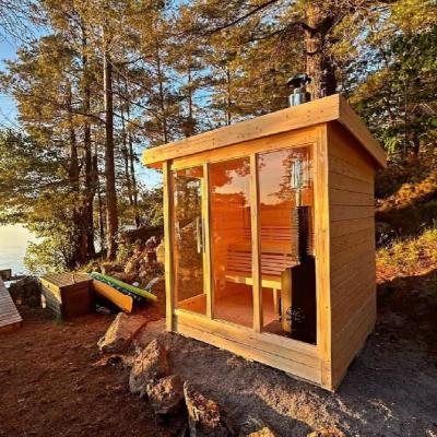 China Factory Supply Outdoor Sauna 2-4 Person Family Traditional Steam Room Red Cedar Spa Sauna for sale
