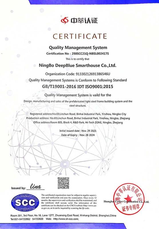 Occupational Health & Safety Management Systems - NINGBO DEEPBLUE SMARTHOUSE CO.,LTD