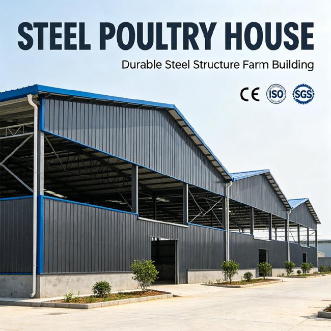 Steel structure poultry house exterior view
