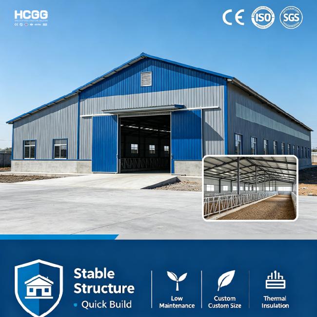 Steel structure poultry house exterior with durable steel frame and enclosure system