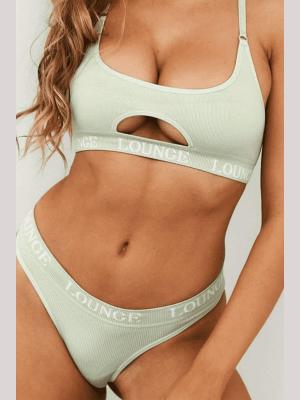 China Elastic Waistband Ribbed Seamless Ladies Underwear Suit 90% Nylon 10% Spandex for sale