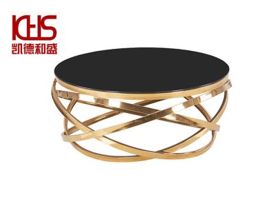 Cina Strong Hardness Black Golden MDF Coffee Tables Slate MDF Round Side Table in vendita