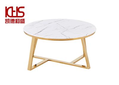 Cina Luxury Round Seamless Butt Joints MDF Coffee Tables QC Marble Glass Side Table in vendita