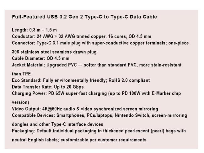 4K HD Video 60W PD Charging USB3.2 Gen2 Type C to Type C Data Cable for Phone Laptop 4K HD Video 60W PD Charging USB3.2 Gen2 Type C to Type C Data Cable for Phone Laptop