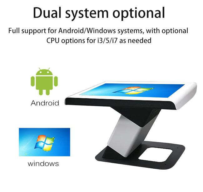 屋内1つのタッチ画面のコーヒー テーブルのZ型の不規則でスマートなスクリーンの接触テーブルのマルチメディアの接触テーブルすべて