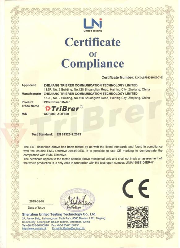 CE - Zhejiang Tribrer Communication Limited