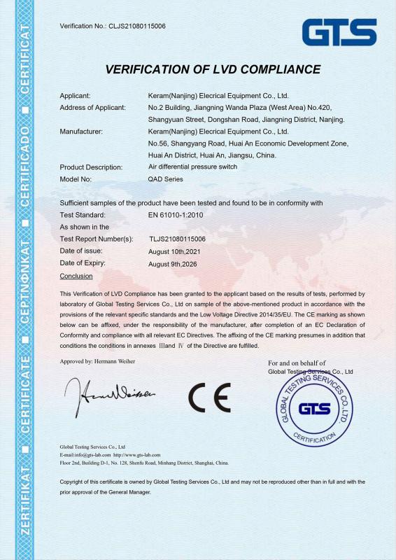 QAD CE - Keram (Nanjing)ELECTRICAL Equipment Co., Ltd.