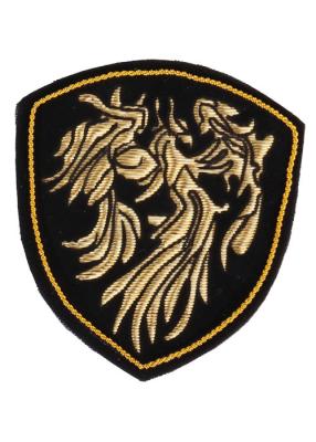 Cina 3D ha impresso il ferro ricamato oro ricamato dei distintivi della polizia sulle toppe in vendita