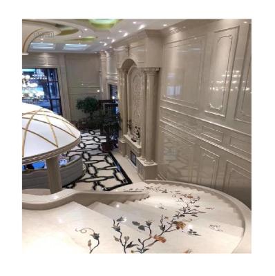 Cina TAKA New Modern Marble Curve Design Flower Pattern Waterjet Marble Staircase in vendita