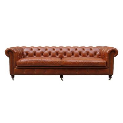 China 1 2 3 4 Seater Tan Leather Chesterfield Style Sofa Huismeubilair Te koop