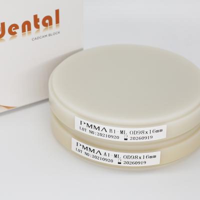 중국 98mm 치아 밀링 블록 PMMA 디스크 모노 PMMA 빈 판매용
