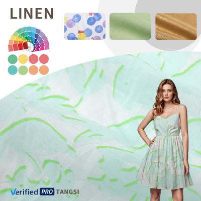 China Light 100% Ramie Fabric Custom Digital Print Summer Ramie for Garments for Costumes Accessories Dress and Shirts for sale