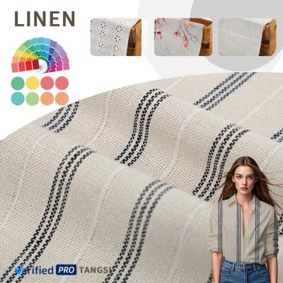 China 2025 Customizable Sustainable 55 Linen & 45 Viscose Cotton Woven Fabric Plain Dyed Blackout Fabric for Girls & Boys Dress for sale