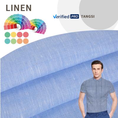 China Wholesale Factory Supply Hot-selling Wear Soft Yarn Dyed Pure Linen Women and Men Fabric for Clothing for sale