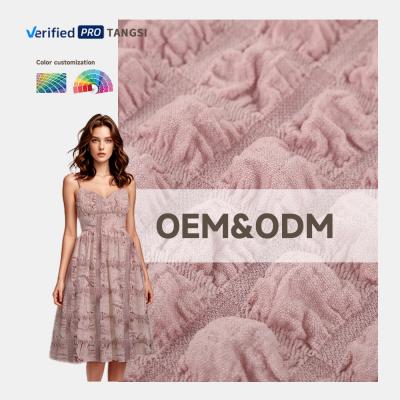 China Hot Sale Wholesale 3D Bubble Shape Pattern Embossing Jacquard Dress Polyester Spandex Woven Fabric for Clothing Dress for sale
