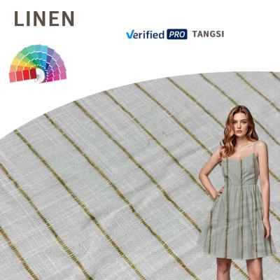 China Wholesale Ready Stock Soft Quality Yarn Dyed Slubbed French Organic Viscose Linen Rayon Blend Fabric for Clothing for sale